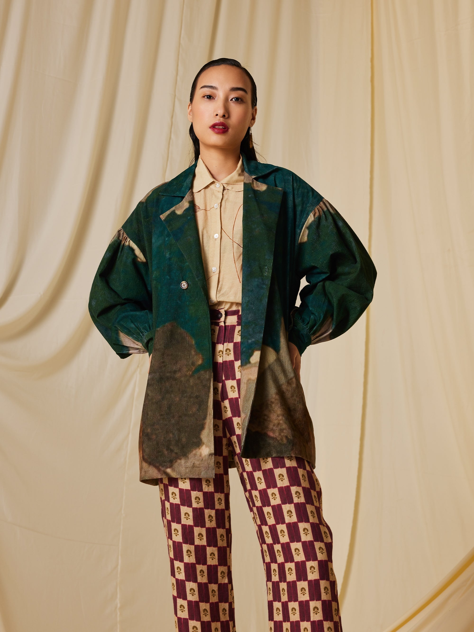 Lisbon Jacket |Green Rock print jacket for winter – Cord Studio