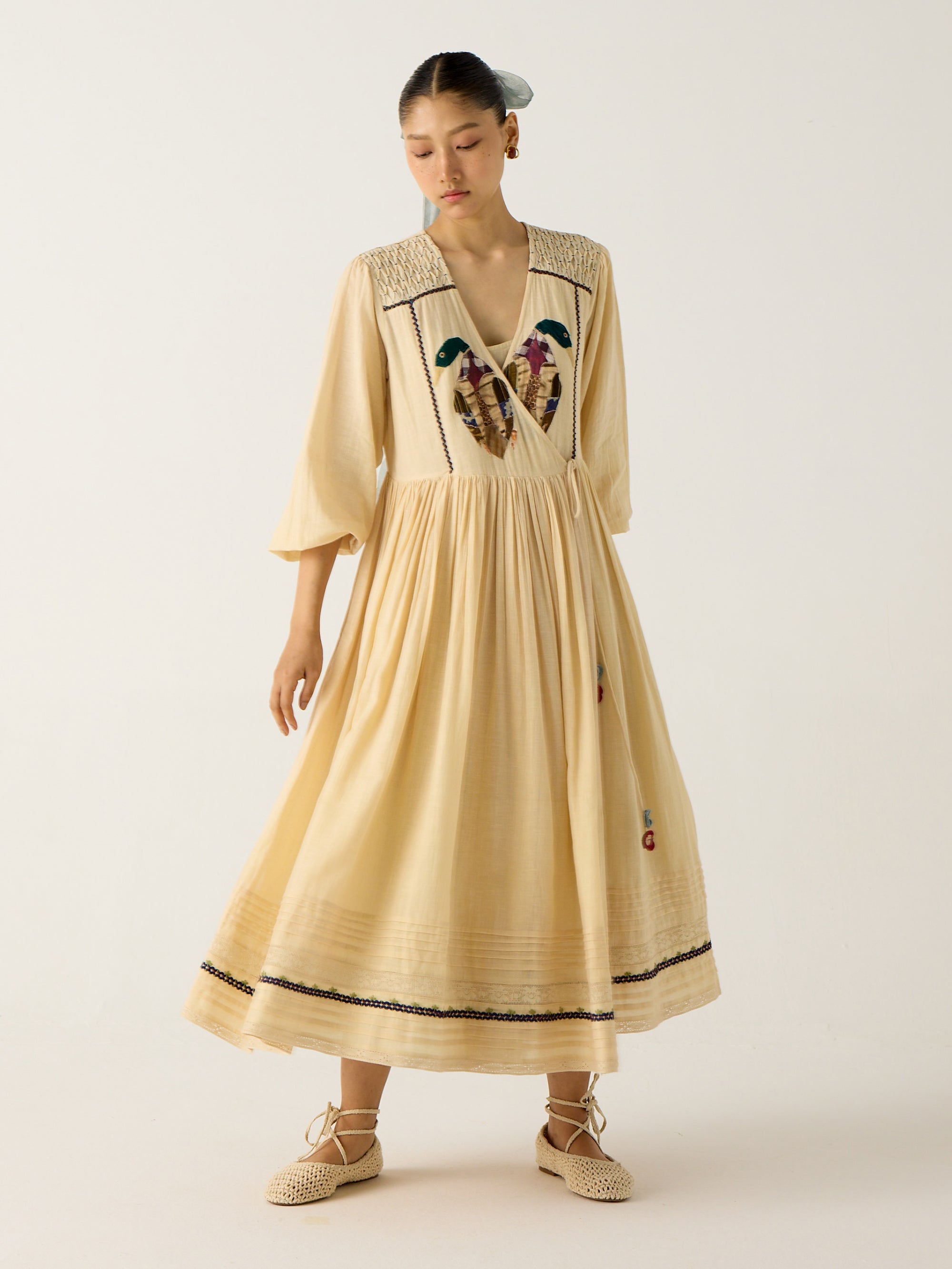 Poem Dress - Ivory Duck Applique Print – Cord Studio