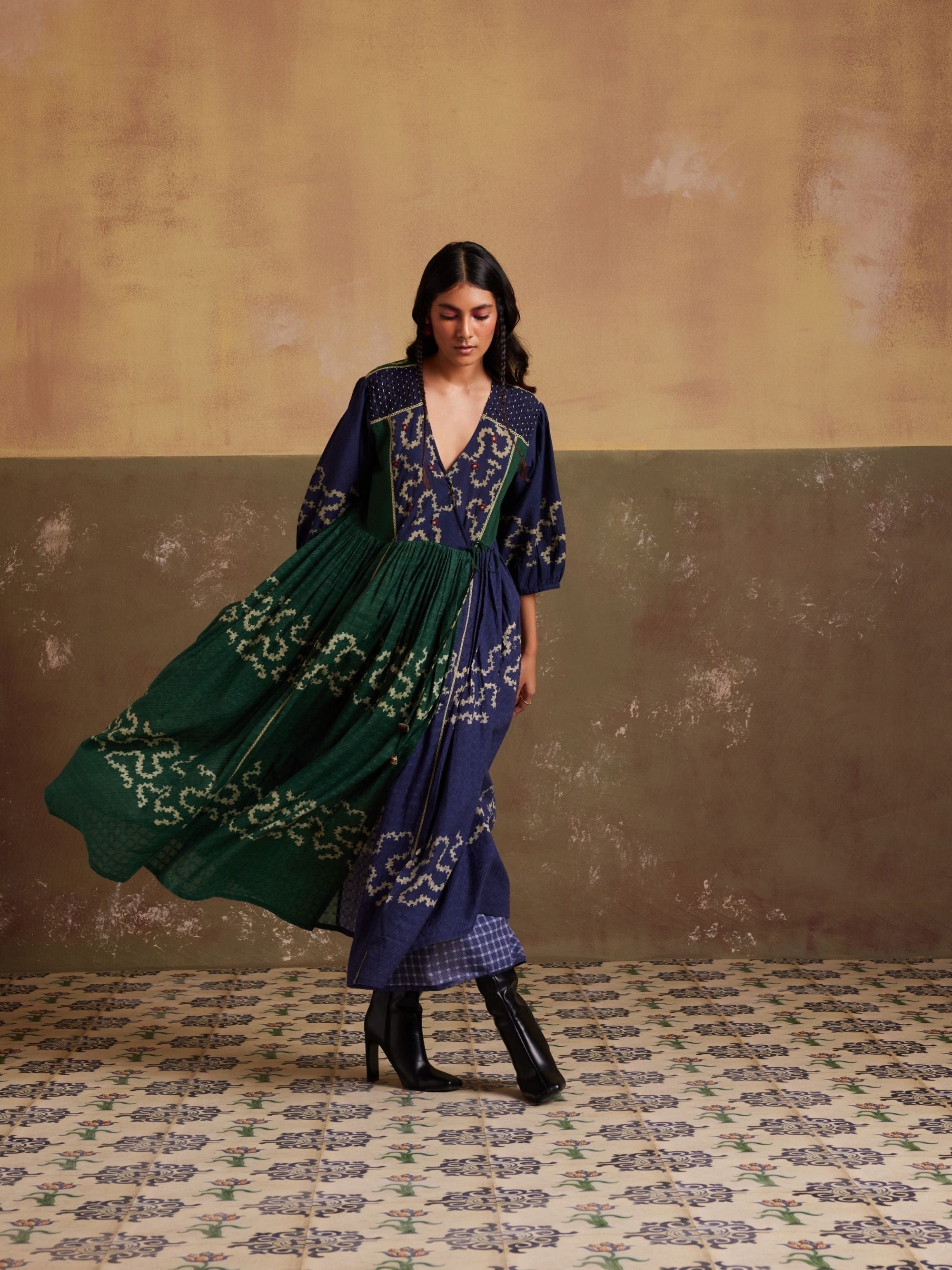 Poem Dress | Indigo Spiral Cotton Dress – Cord Studio