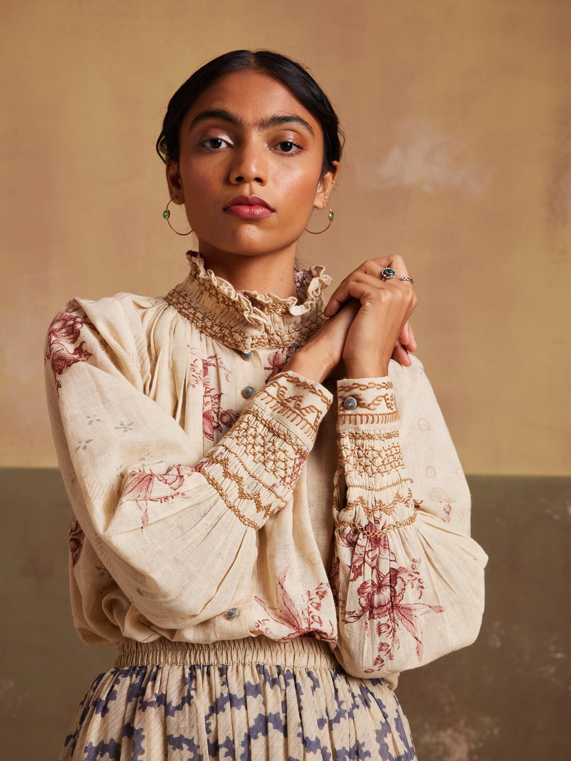 Floral Printed Farmer Top | Pure Cotton Top – Cord Studio