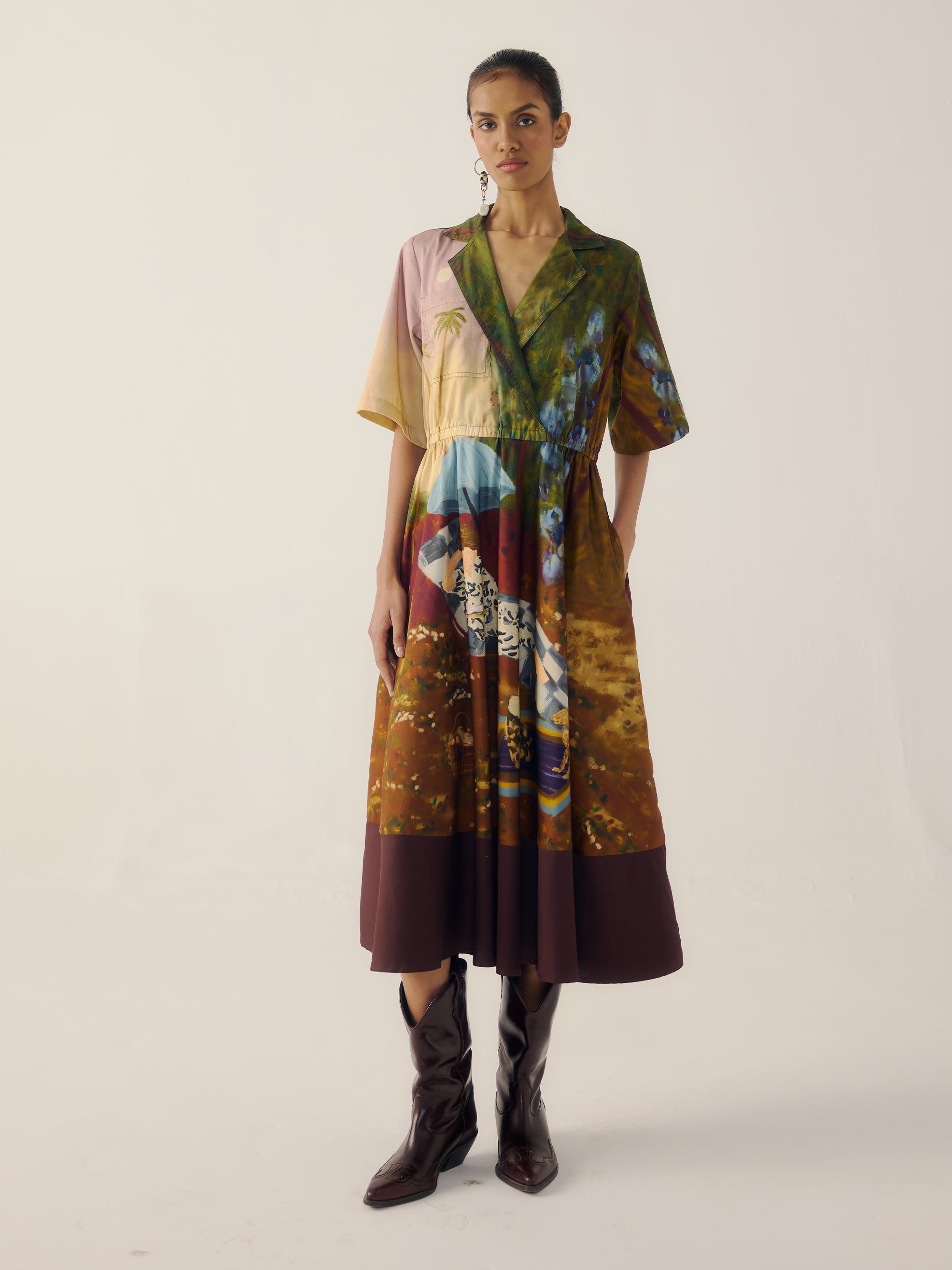 Print Blocked Dress – Cord Studio