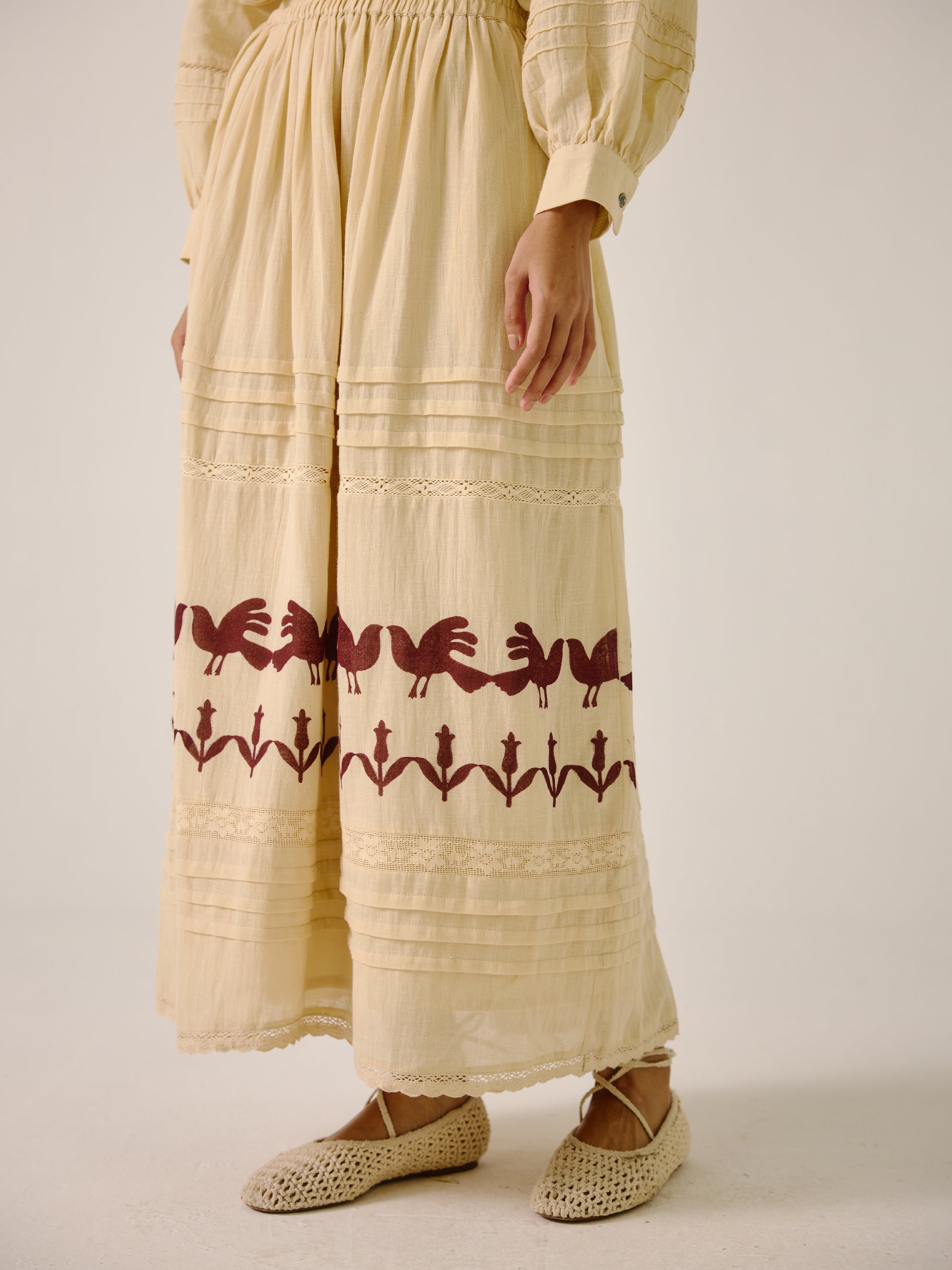 Emily Skirt - Ivory Block Prints – Cord Studio
