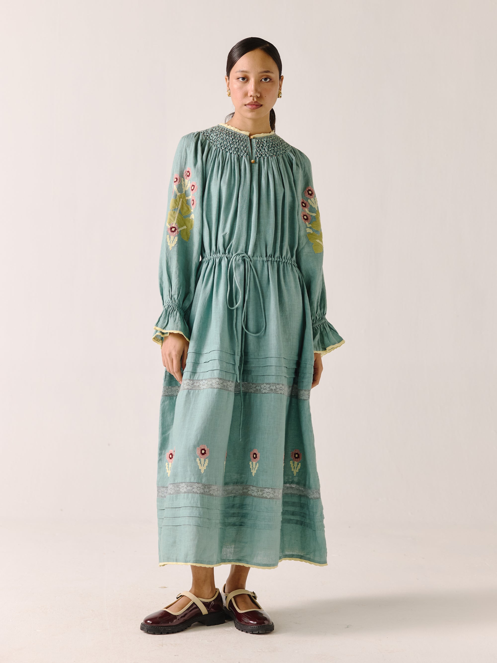 Edith Dress - Pale Blue Pixel Applique – Cord Studio